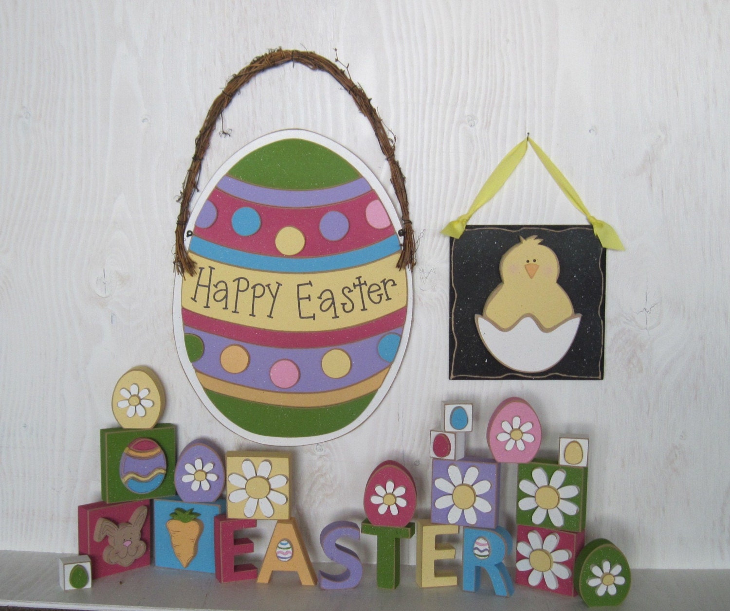 3 EASTER THEMED BLOCK Set for Easter Spring and Home Decor - Etsy