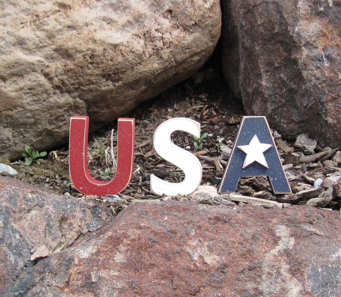 USA BLOCKS for July 4th, Independece Day, Shelf, Desk and Americana ...