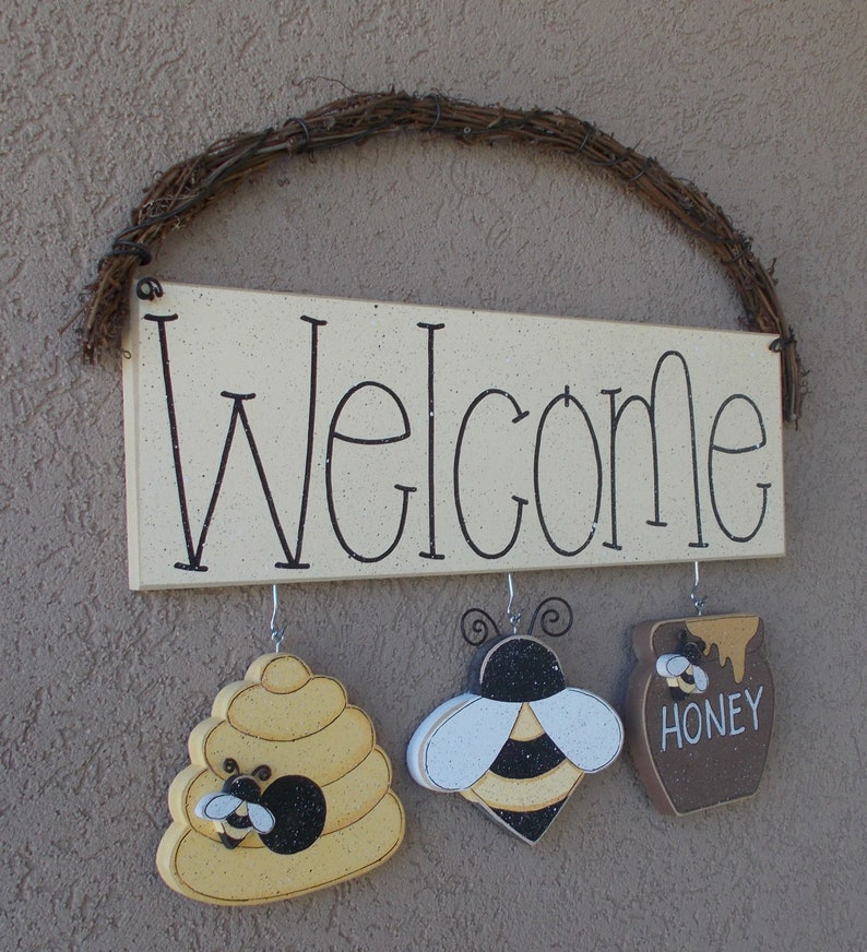 WELCOME SIGN BEE Themed for Wall and Home Decor | Etsy