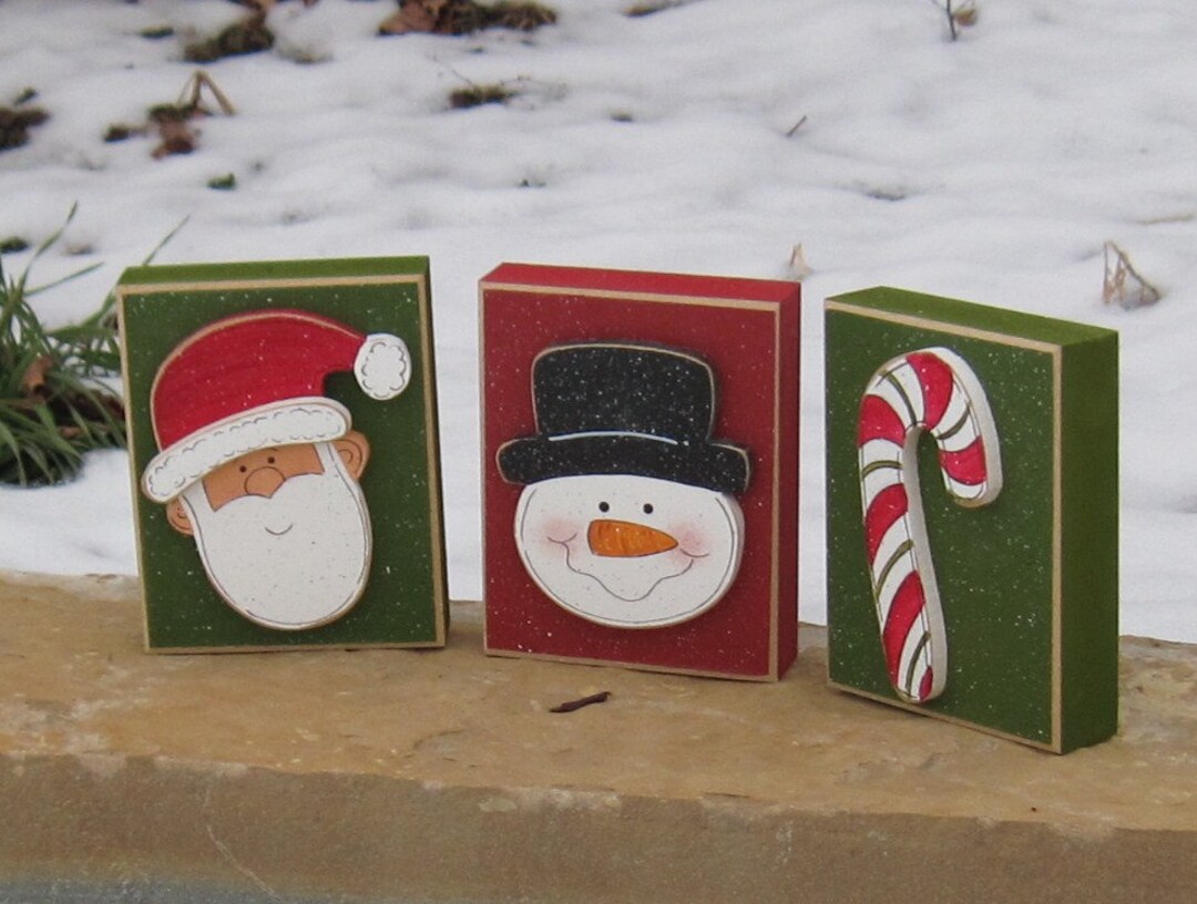 CHRISTMAS BLOCK SET for Christmas, Holiday, Shelf, Desk, Table, Office ...