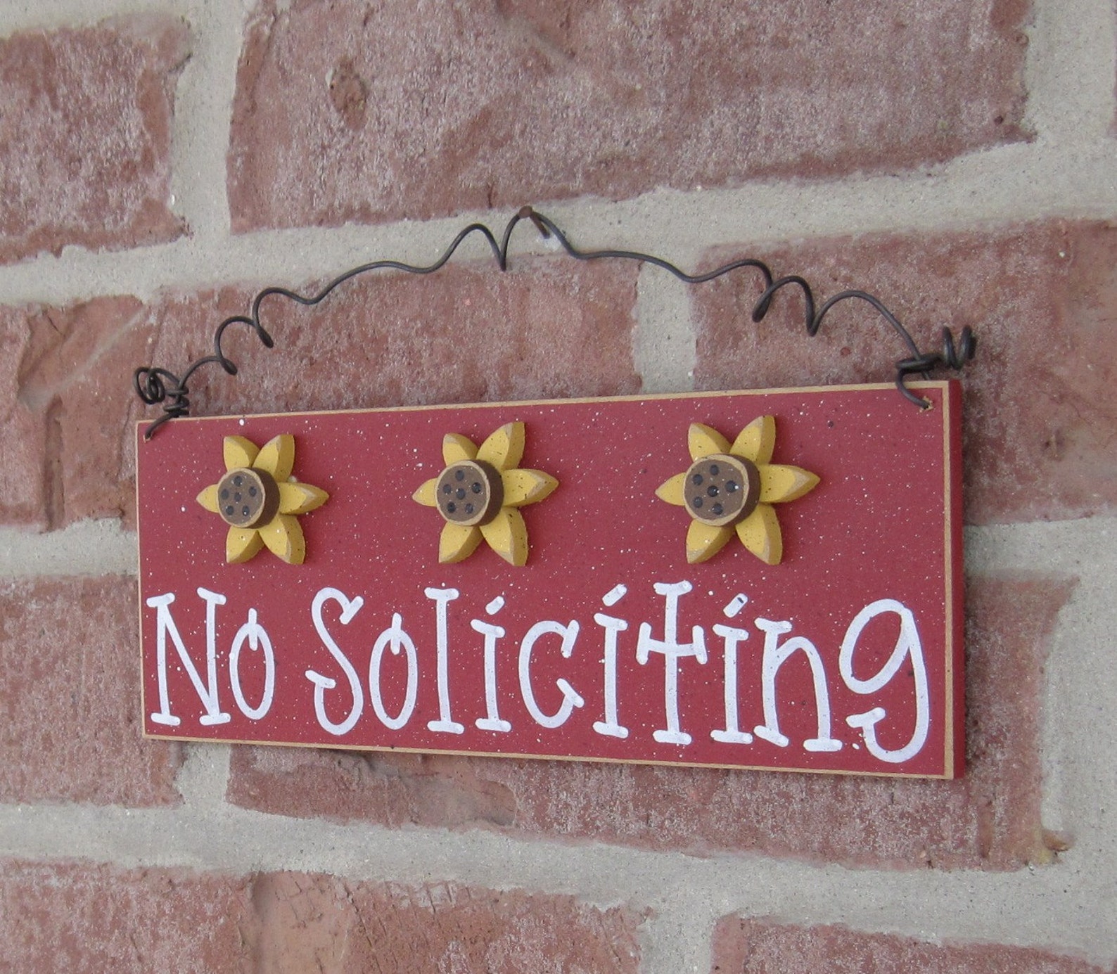 Free Shipping NO SOLICITING SIGN With 3 Sunflowers red for | Etsy