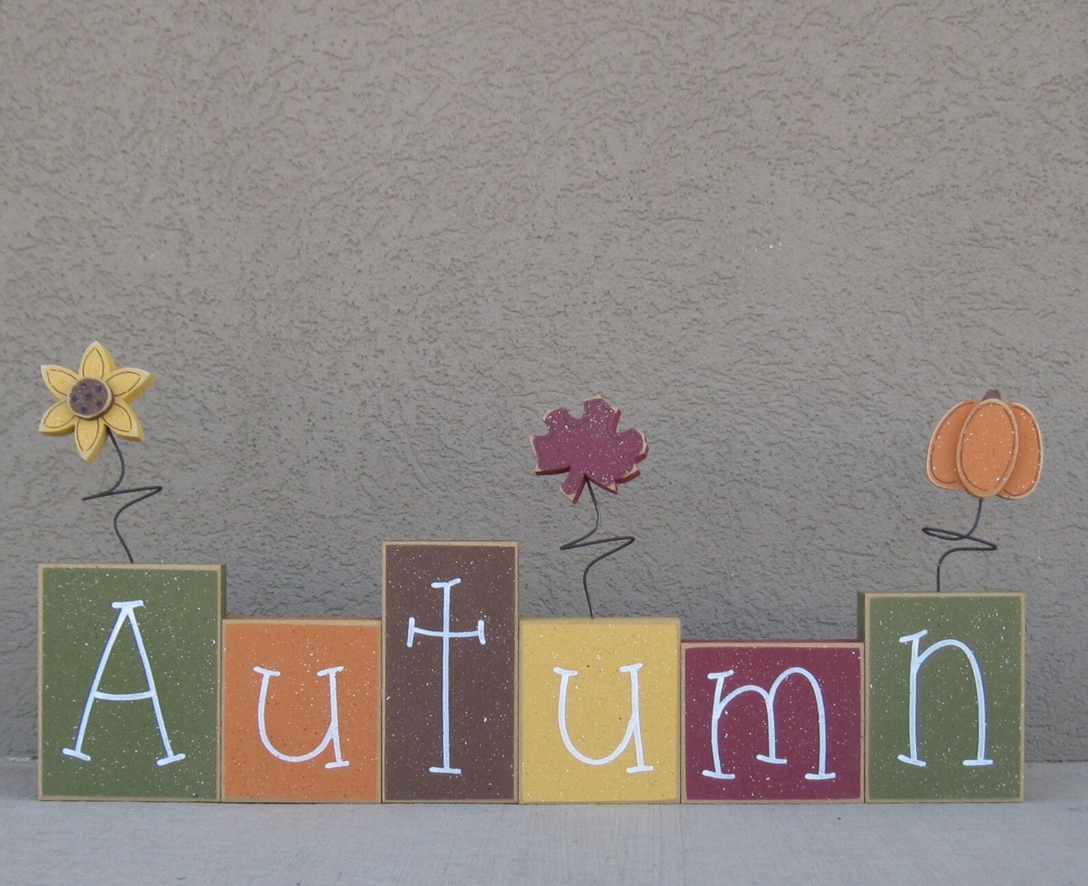 AUTUMN BLOCK SET for Fall Shelf Mantleoffice Seasons - Etsy