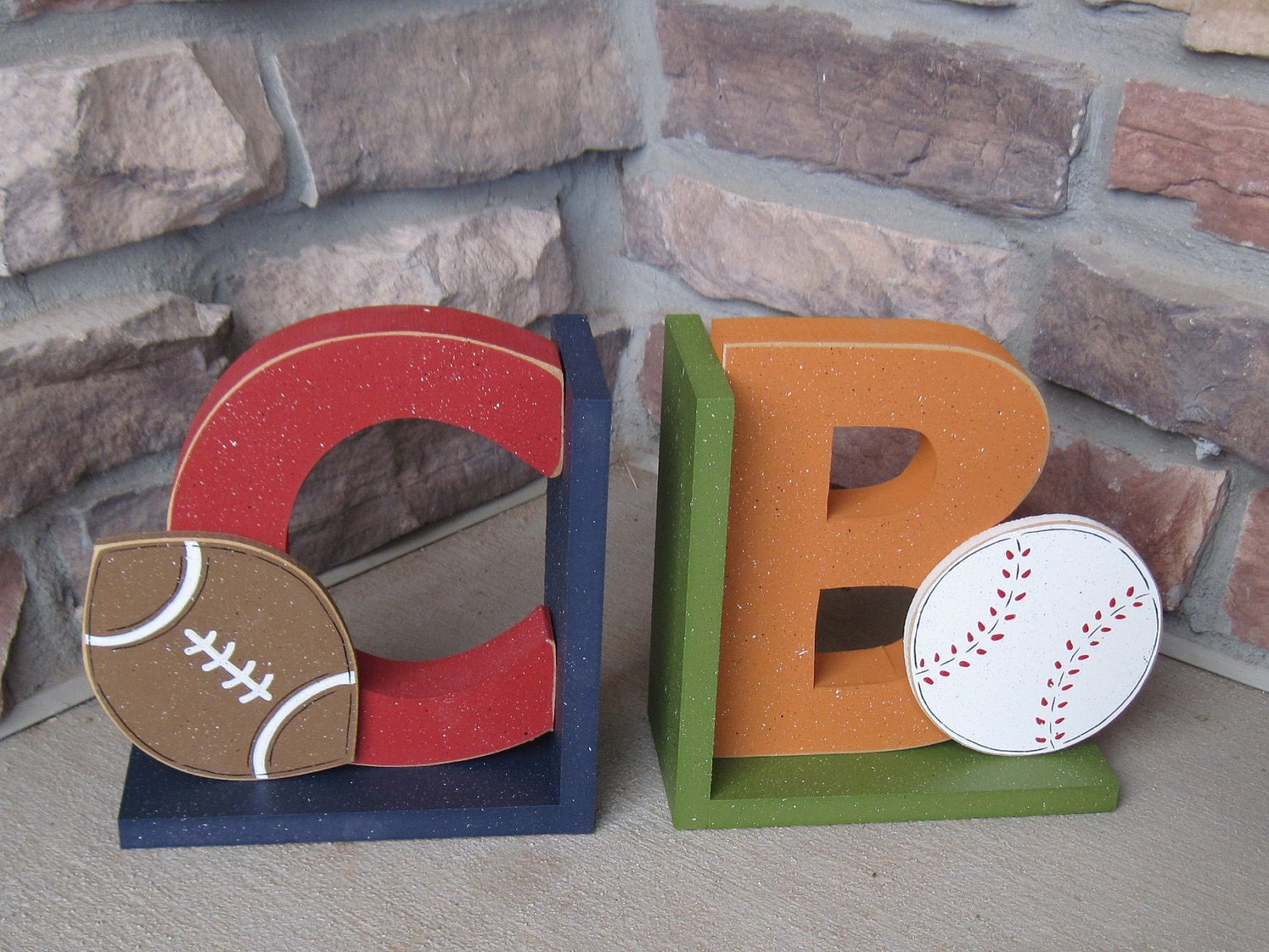 Personalized sports themed bookends for children library | Etsy