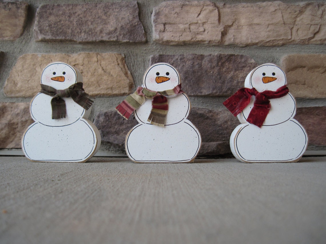 3 Free Standing SNOWMAN BLOCK SET for Winter Christmas - Etsy