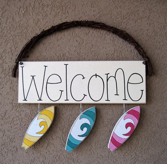 WELCOME sign SURF BOARDS for wall and home decor | Etsy