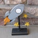 Rocket Ship Block on Stand With Stars for Space Themed Decor, Boy Room ...