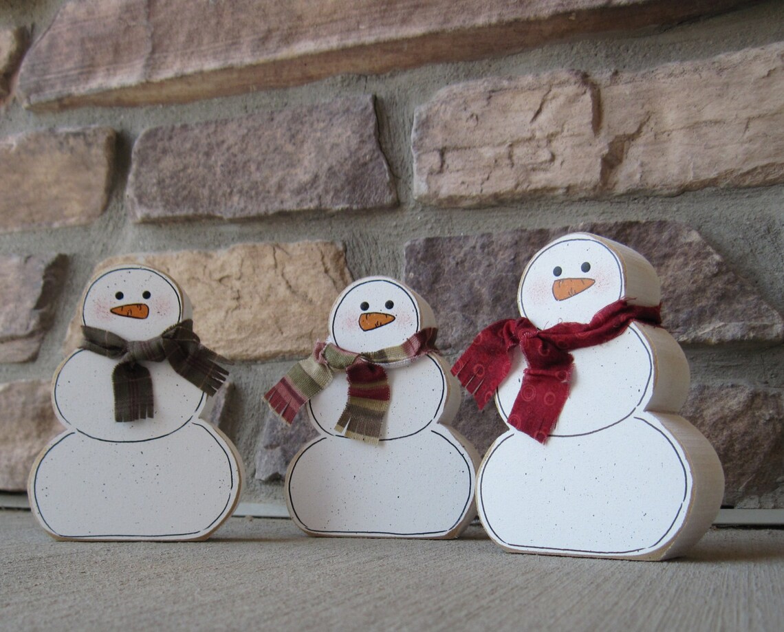 3 Free Standing SNOWMAN BLOCK SET for Winter Christmas - Etsy
