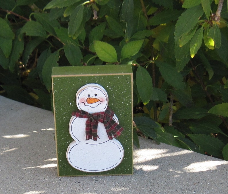 GREEN SNOWMAN BLOCK for Christmas Winter Noel Shelf Desk - Etsy