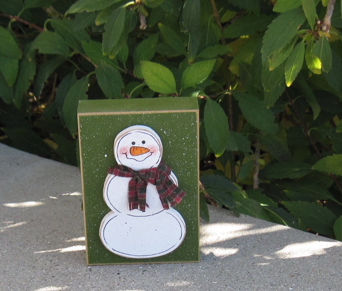 GREEN SNOWMAN BLOCK for Christmas Winter Noel Shelf Desk - Etsy