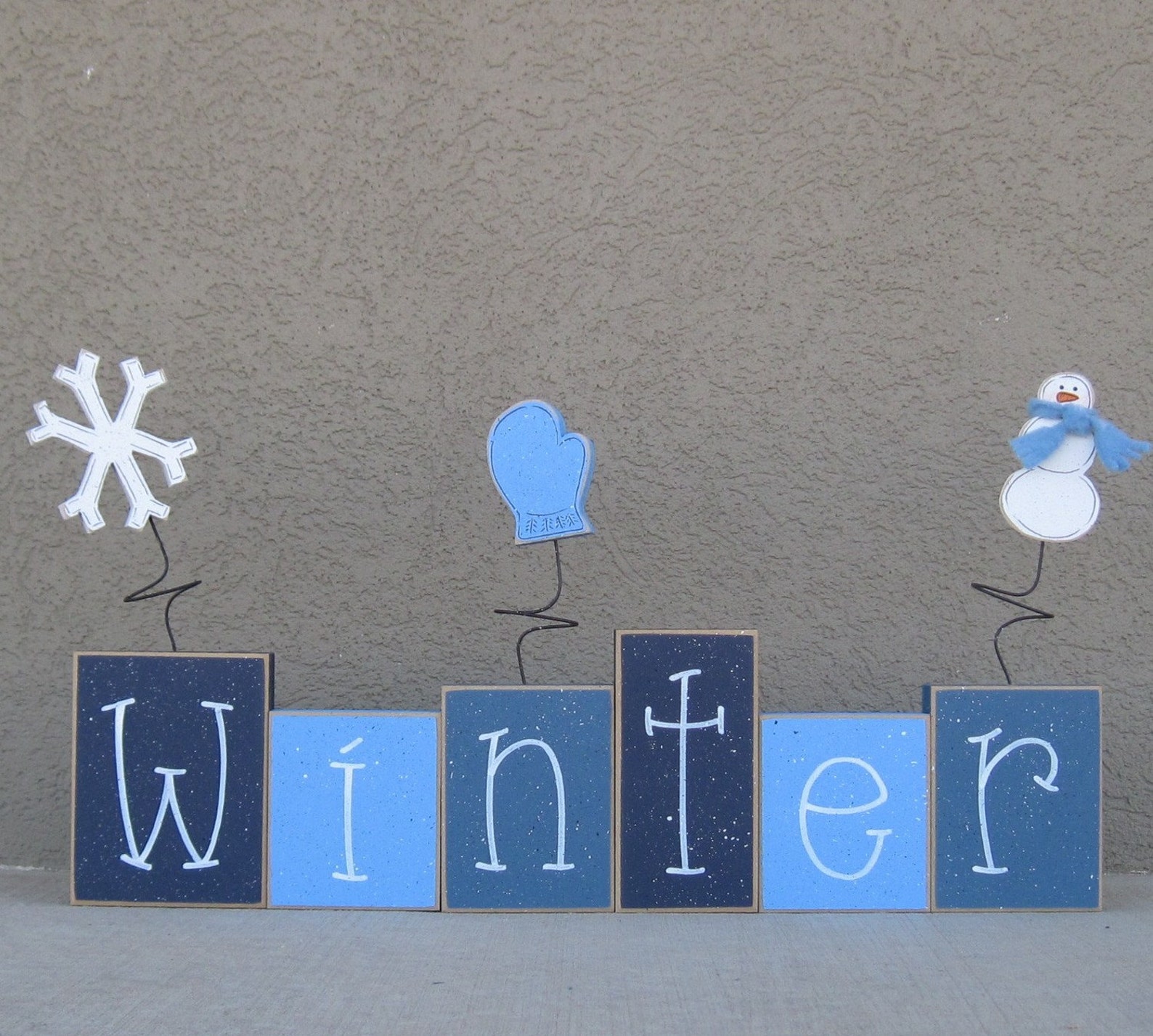 WINTER BLOCK SET for Shelf, Mantle, Office, Seasons, Home, and Holiday ...