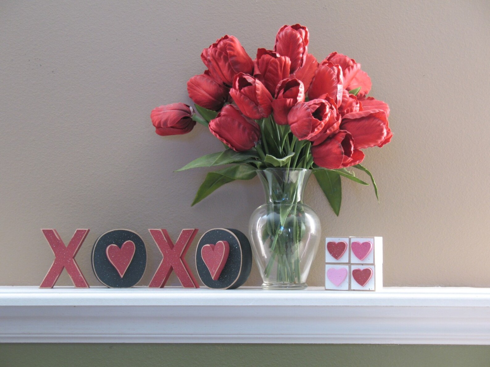 SQUARE BLOCKS With Red Pink and Hot Pink HEARTS for - Etsy