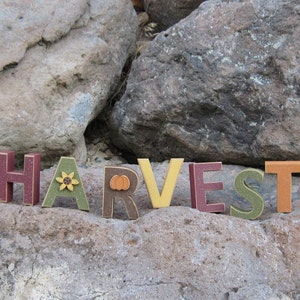 HARVEST BLOCKS for Autumn, Fall, Thanksgiving, Shelf, Gift, Mantle ...