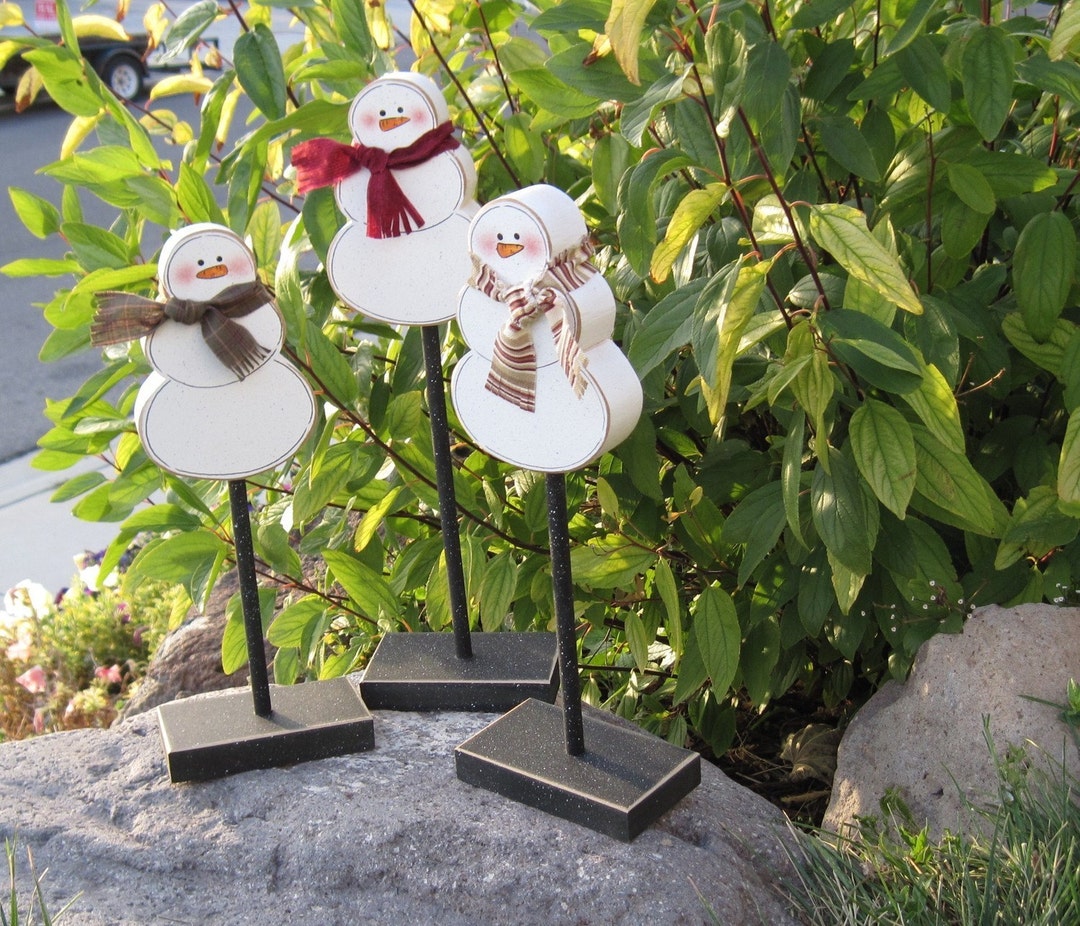3 Tall Standing SNOWMAN BLOCK SET for Winter, Christmas, December ...