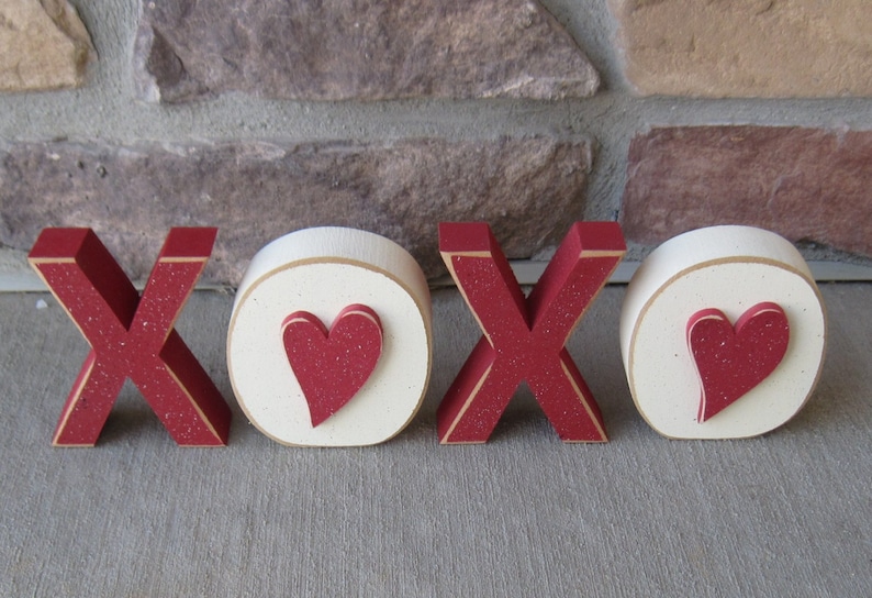 XOXO BLOCKS for Valentines Shelf Desk Mantle and Home Decor - Etsy