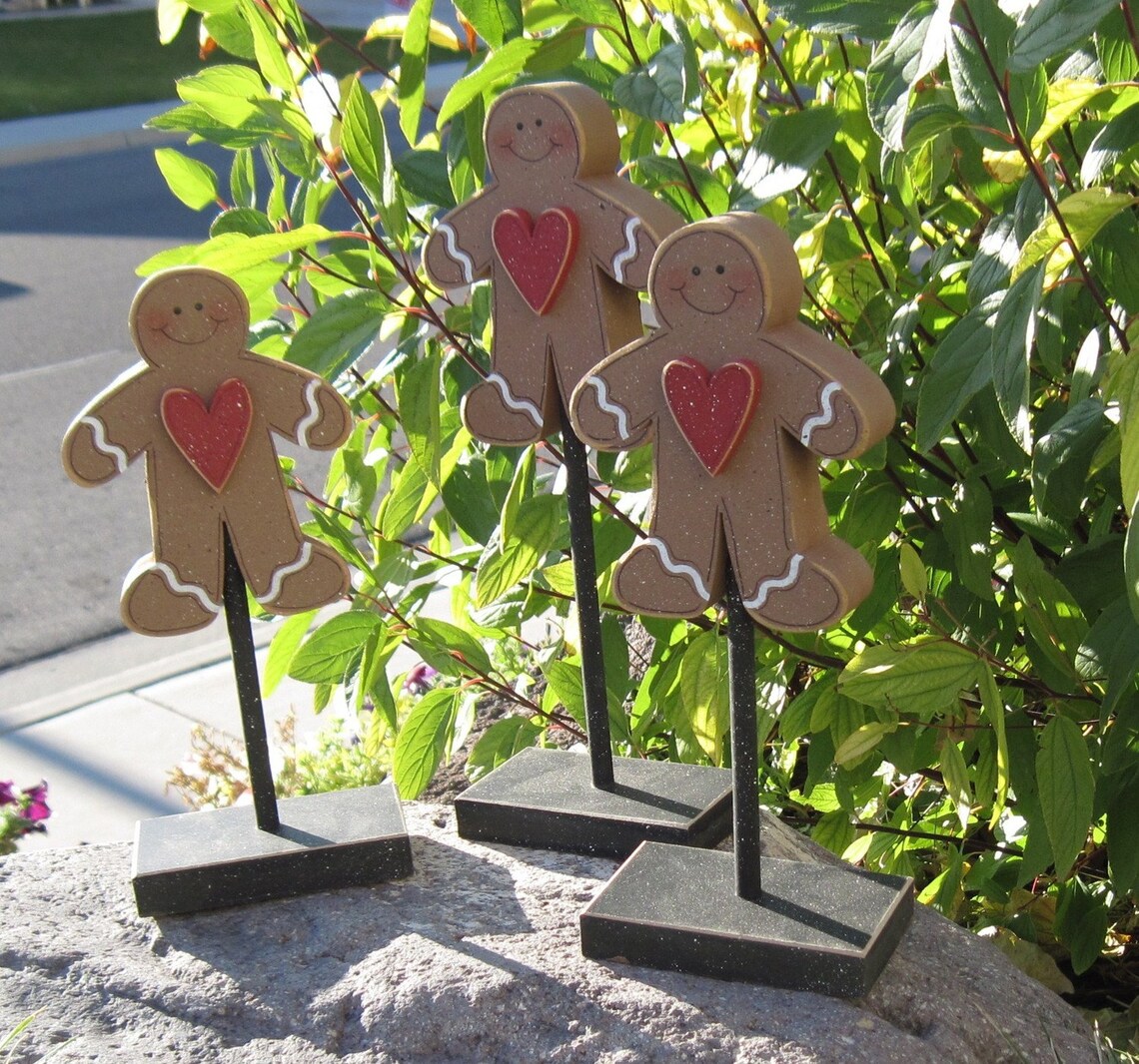 3 Tall STANDING GINGERBREAD MAN Block Set for Winter - Etsy