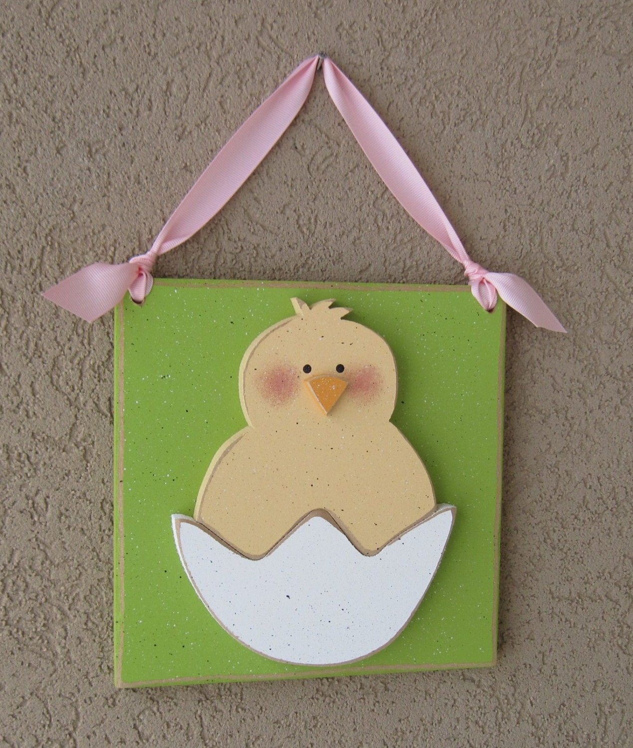 HATCHING EASTER CHICK on a Green Board for Easter Wall and | Etsy