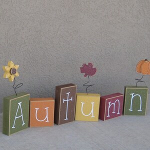 AUTUMN BLOCK SET for Fall, Shelf, Mantle,office, Seasons, Home, and ...