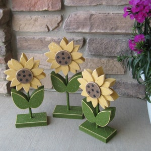 3 Tall Standing Sunflower Block Set for Spring Decor, Flower Decor ...