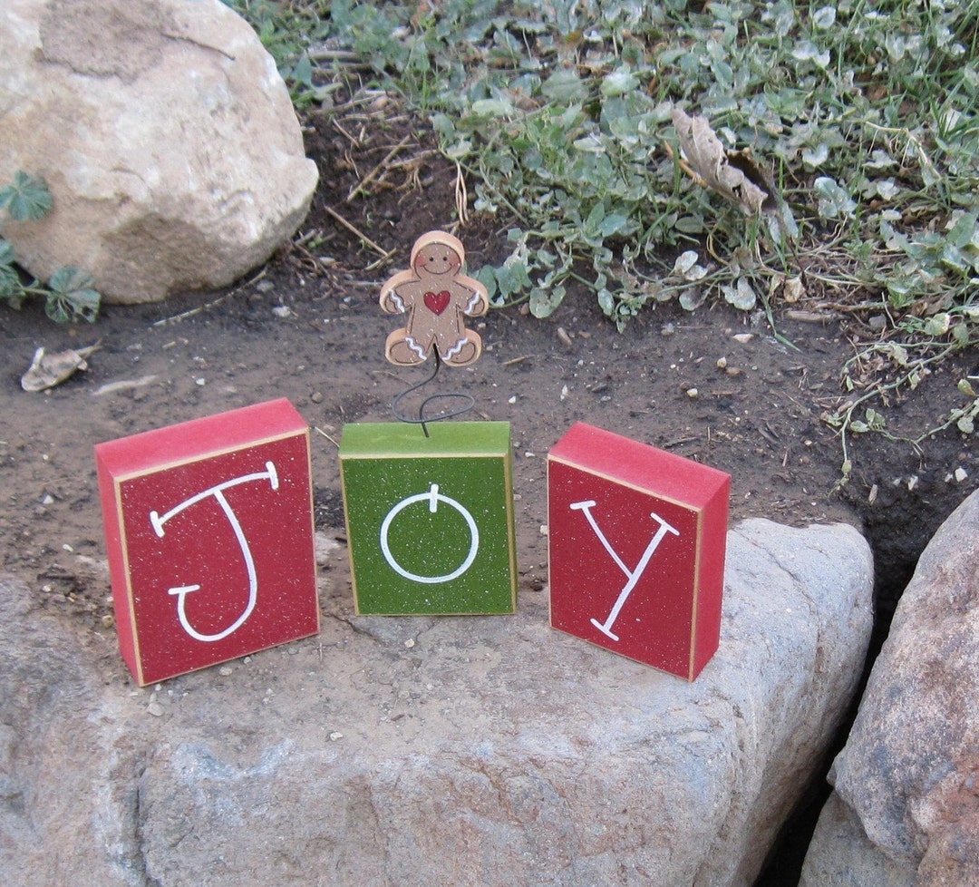 CHRISTMAS JOY BLOCKS for Home, Desk, Shelf, Mantle, Holiday, Noel ...