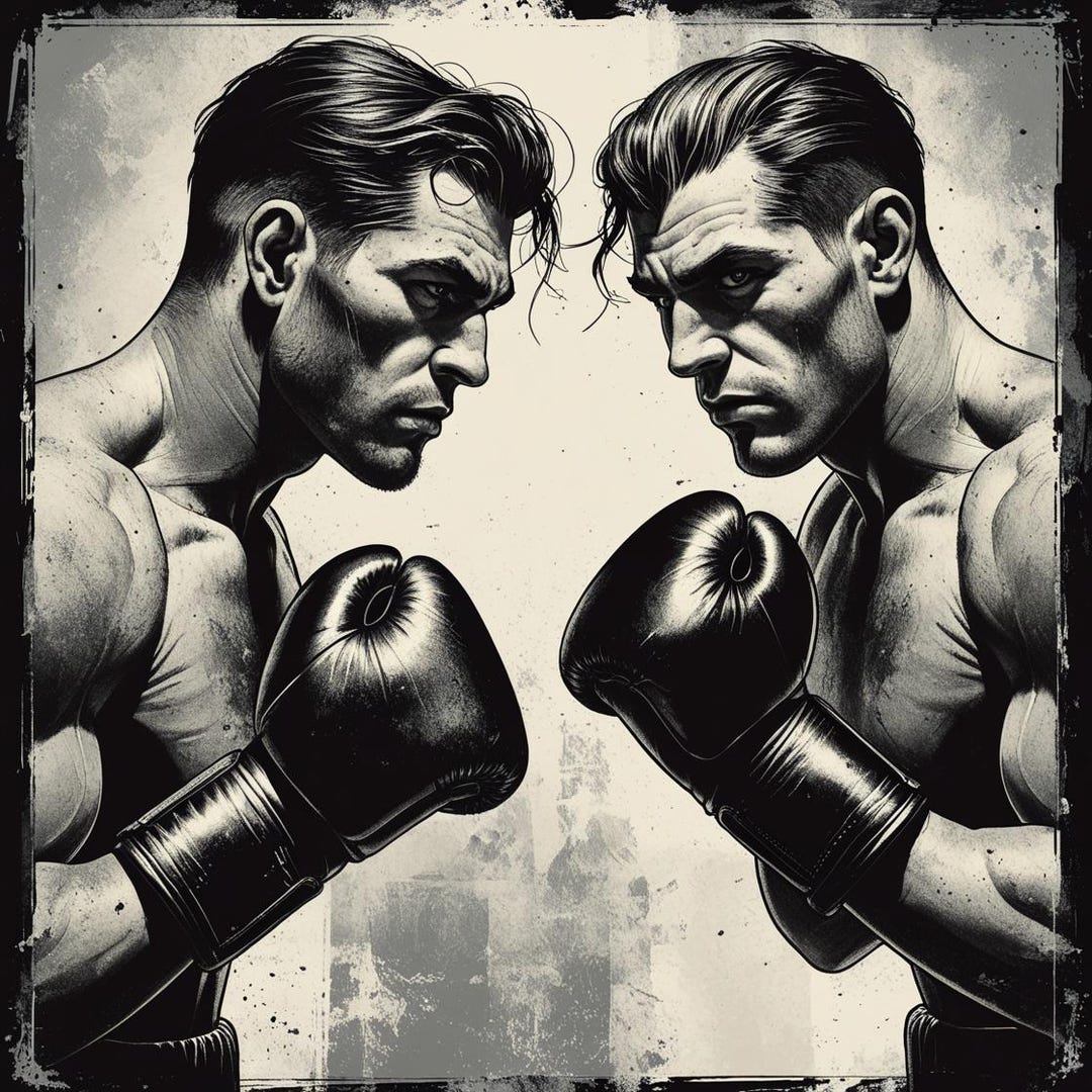 Vintage Boxing Match - Retro Wall Art Illustration PNG Files Custom ...