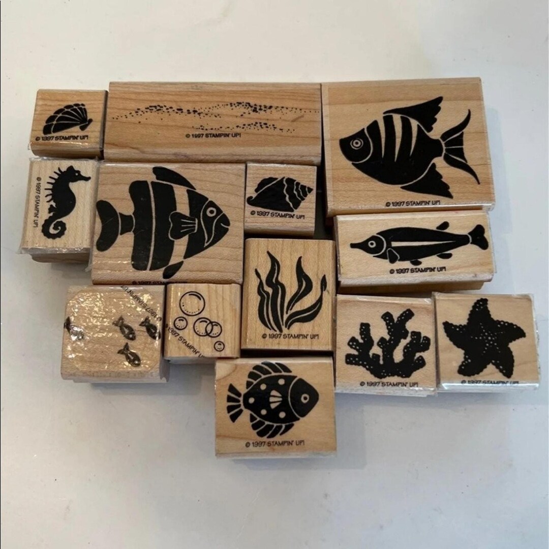 Stampin up Fish Frolics Wood Mounted Stamp Set of 13 - Etsy