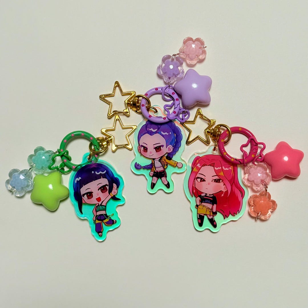 Kpop Demon Hunters Keychain Charm, Rumi, Zoey, Mira Keychain Charm ...