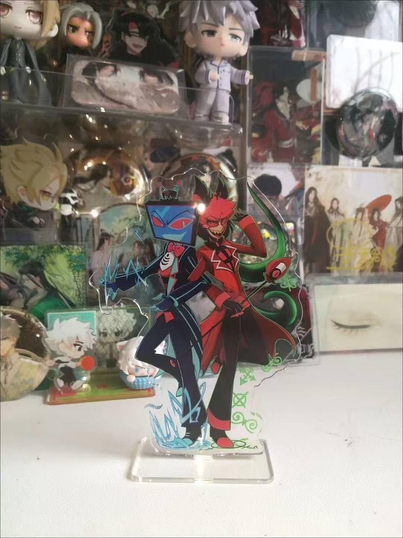 Alastor Vox 15cm Acrylic Standee, Hazbin Hotel Desk Decor, Alastor Vox ...