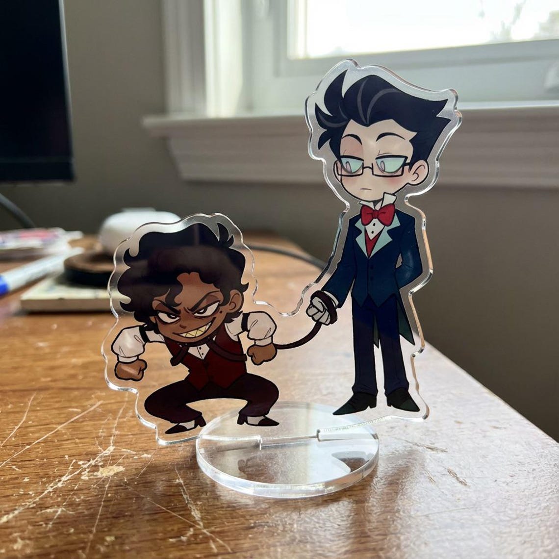 Human Alastor Vox Acrylic Standee, Hazbin Hotel Desk Decor, Alastor Vox ...