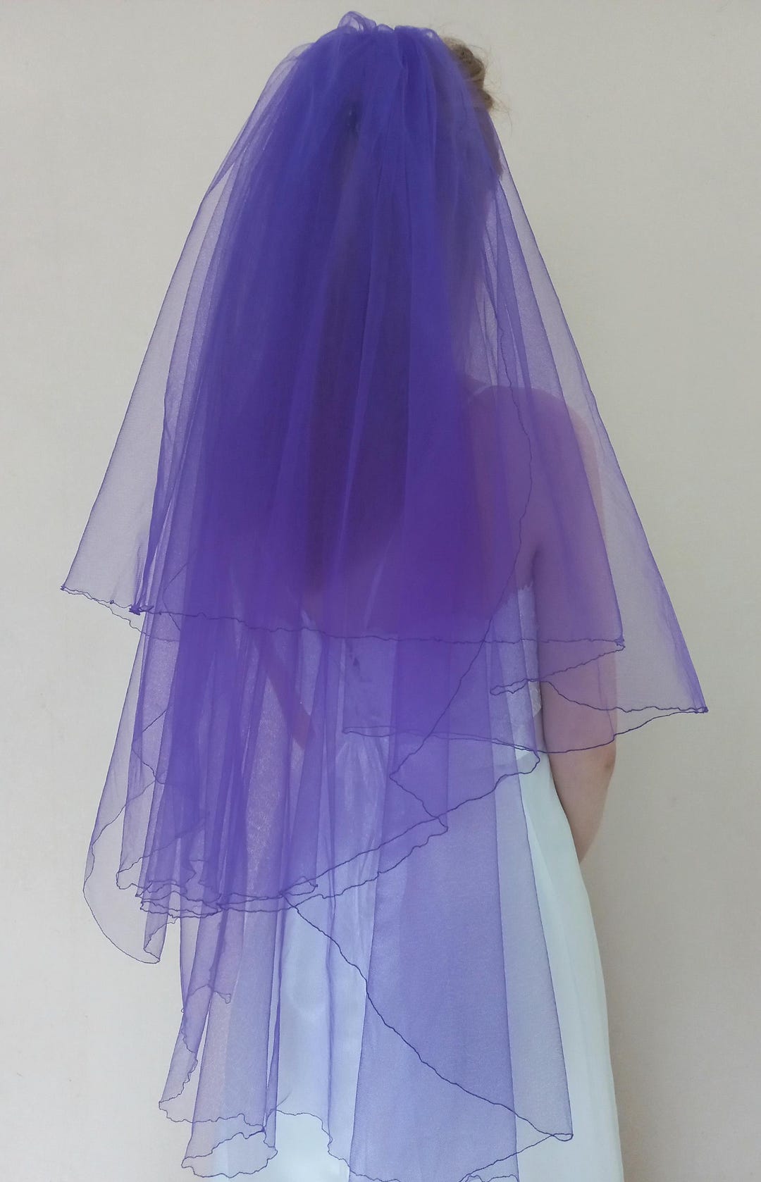 Purple Wedding Veil, 3-tier, Pencil Edge - Etsy