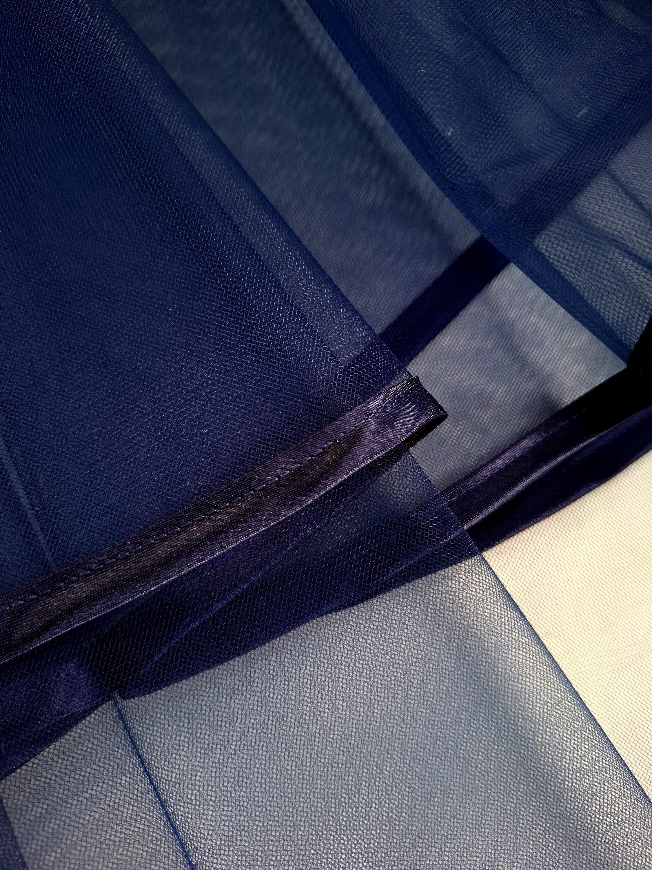 Navy Blue Wedding Veil With Satin Edge | Nautical Two-tier Bridal Veil ...