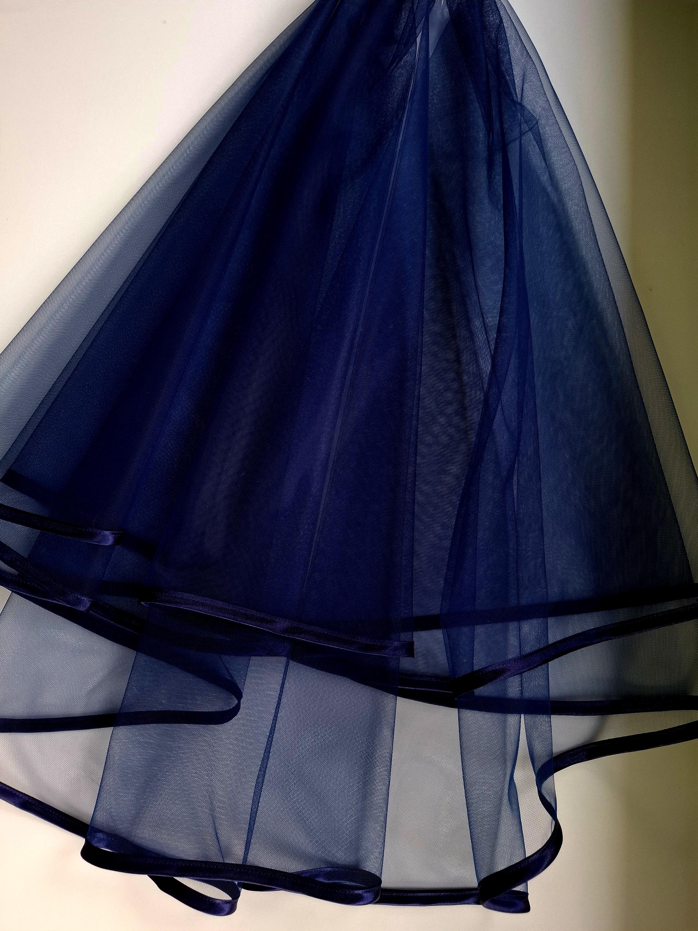 Navy Blue Wedding Veil With Satin Edge | Nautical Two-tier Bridal Veil ...