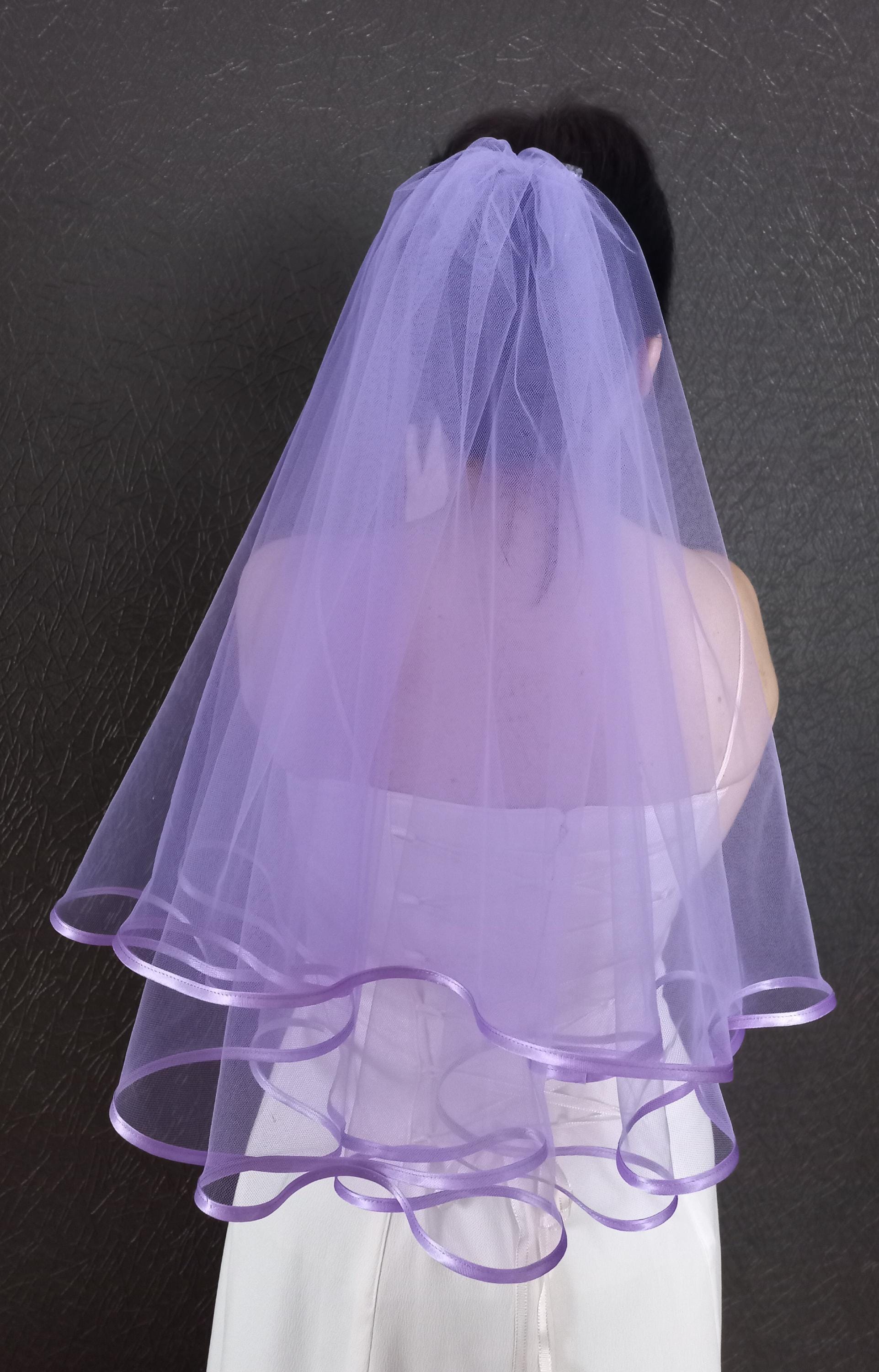 Light Lavender Wedding Veil With Satin Ribbon, 2-tier - Etsy