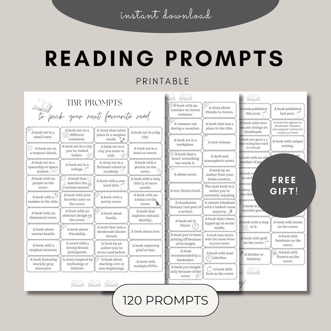 Bookish Game TBR Jar Prompts Printable Ideas to Read TBR Prompts Reader ...