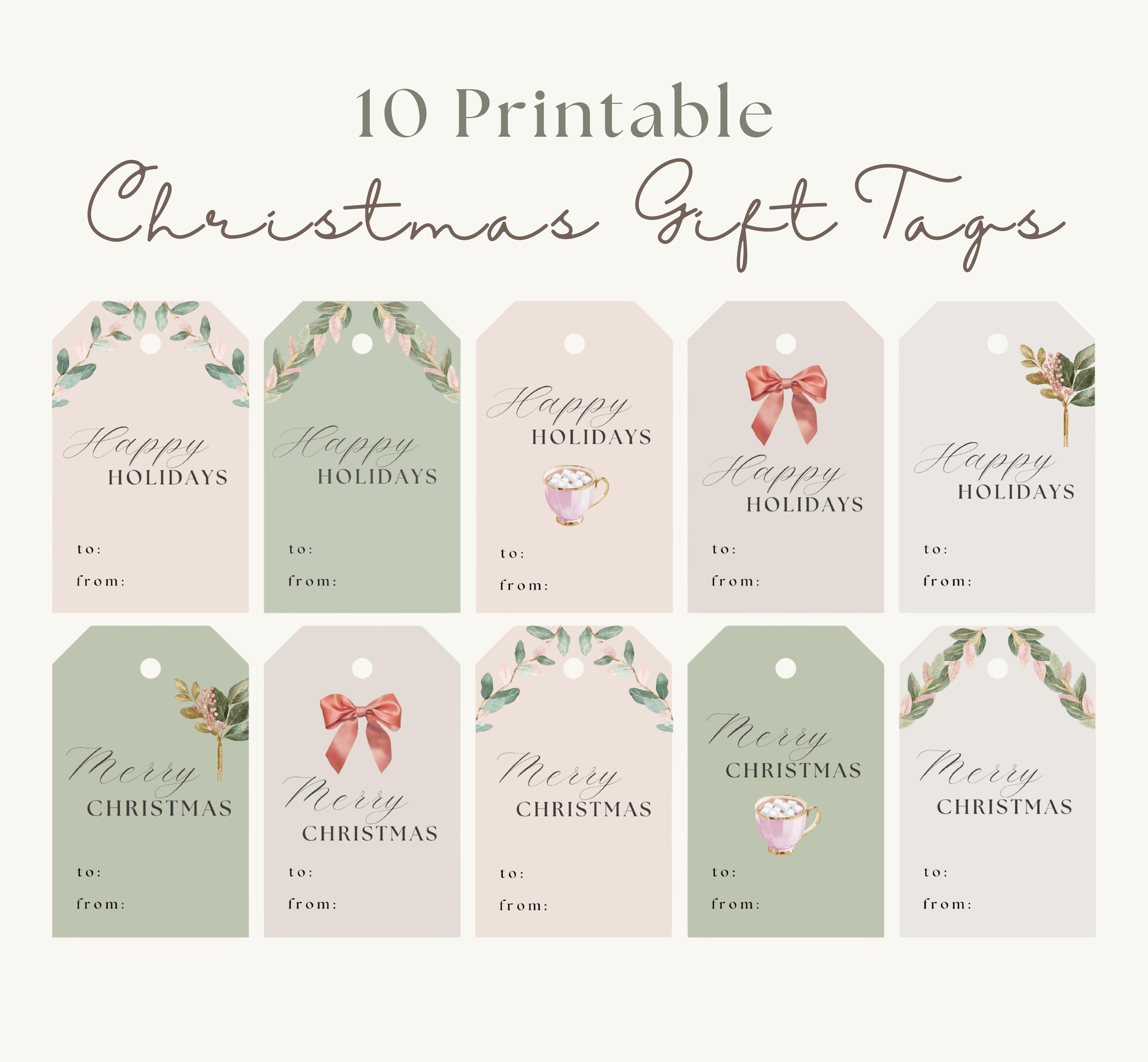 Christmas Gift Tags, Printable Holiday Tags, Merry Christmas Tags ...