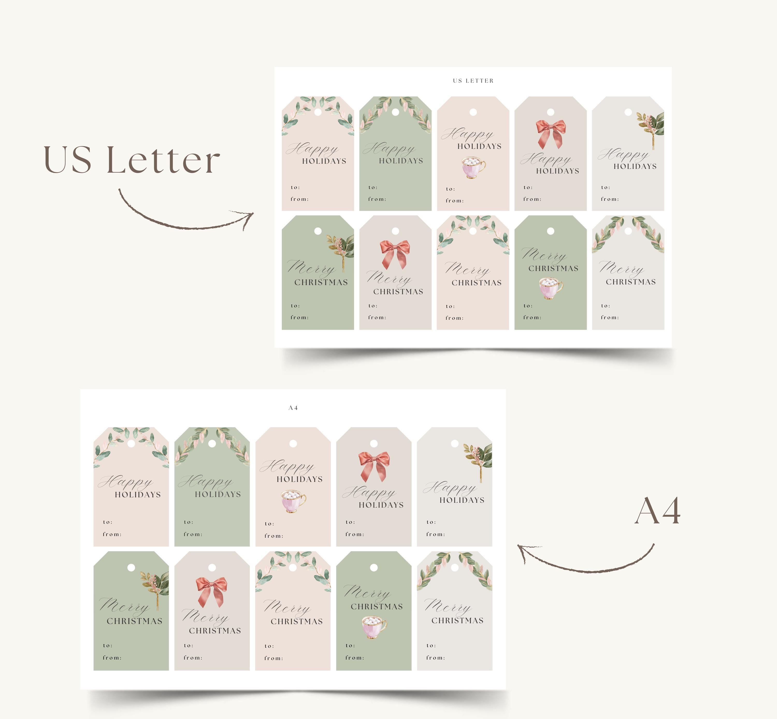 Christmas Gift Tags, Printable Holiday Tags, Merry Christmas Tags ...