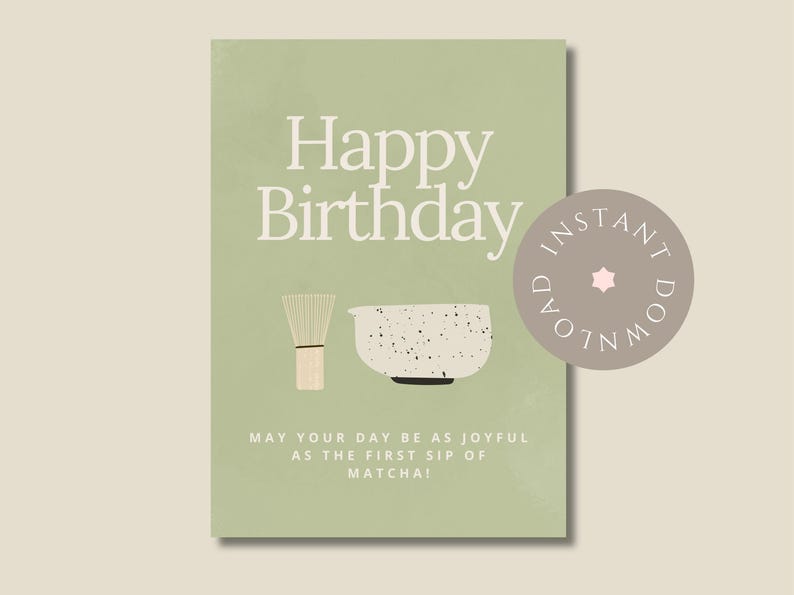 Matcha Birthday Card Printable – Cute Matcha Lover Gift for Friend ...