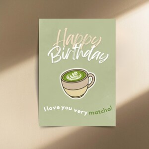 Matcha Latte Birthday Card, Minimalist Design (digital Download) - Etsy