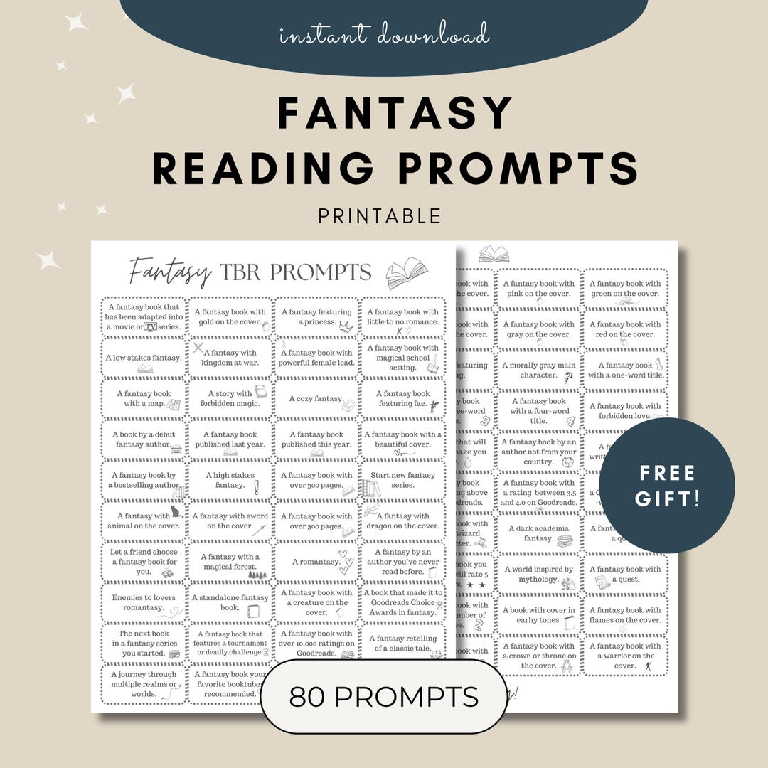 TBR Jar Prompts Fantasy | Printable Reading Challenge for Book Lovers ...