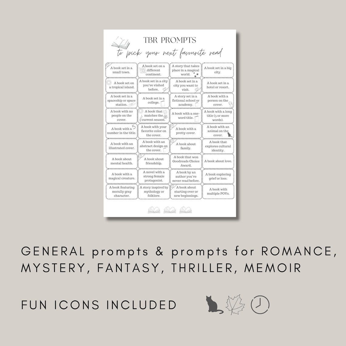 Bookish Game TBR Jar Prompts Printable Ideas to Read TBR Prompts Reader ...