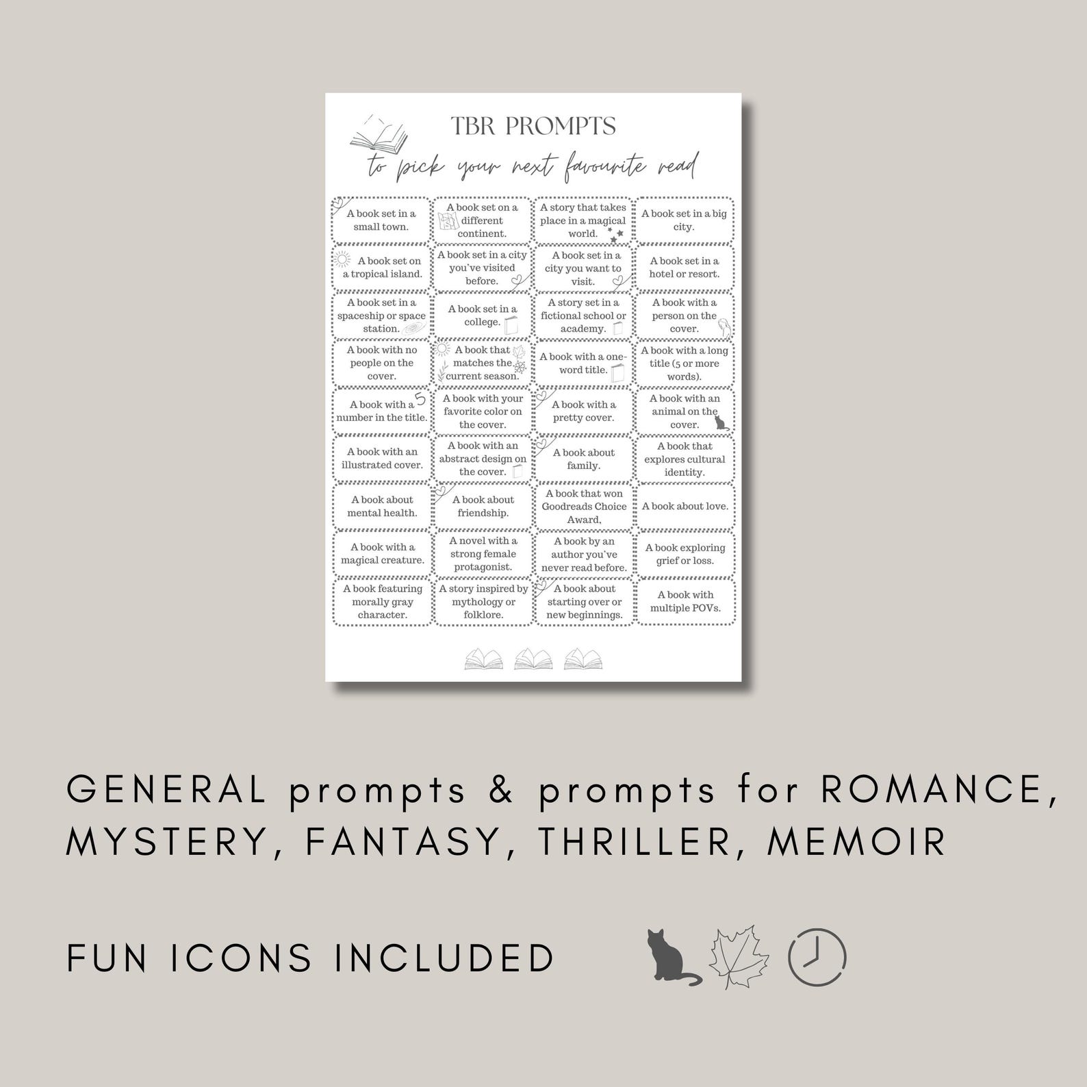 Bookish Game TBR Jar Prompts Printable Ideas to Read TBR Prompts Reader ...