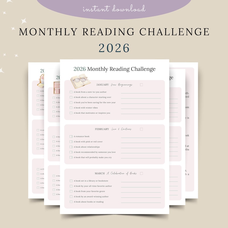 Reading Challenges 2026 - Etsy
