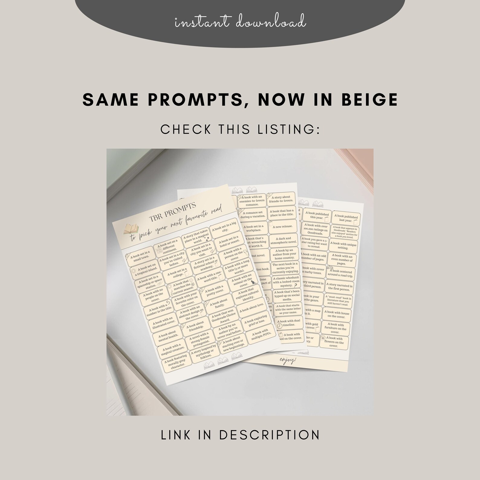 Bookish Game TBR Jar Prompts Printable Ideas to Read TBR Prompts Reader ...