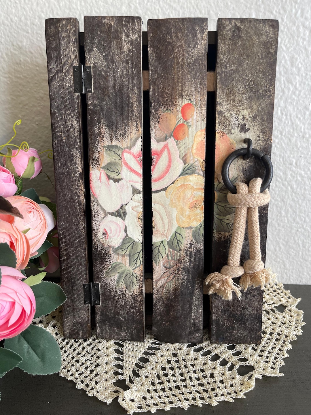 Vintage Key Box - Unique Handcrafted Wooden Key Rack - Solid Wood Key ...