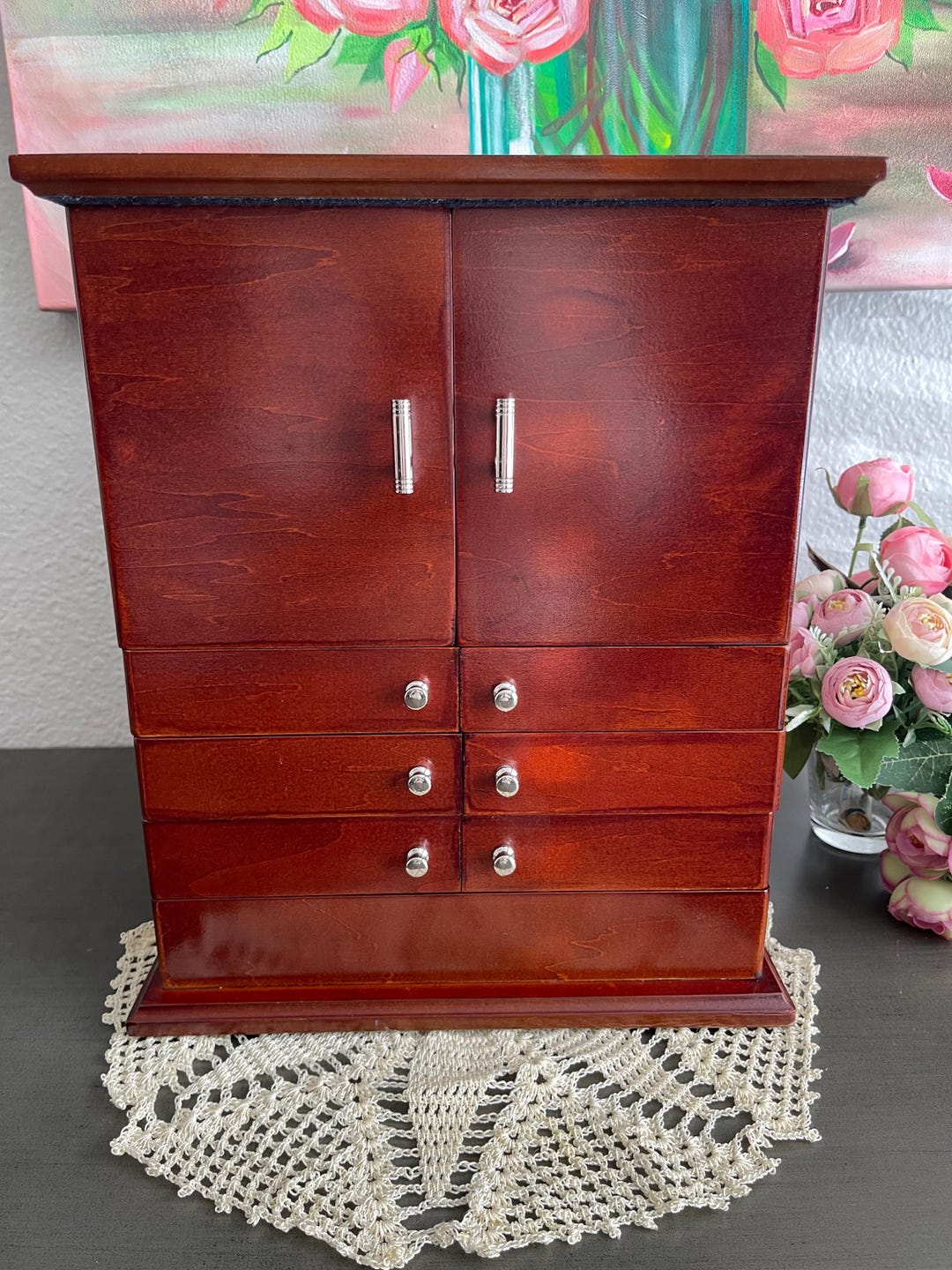 Lori Greiner Vintage Jewelry Box Large Solid Wood Jewelry Organazer ...