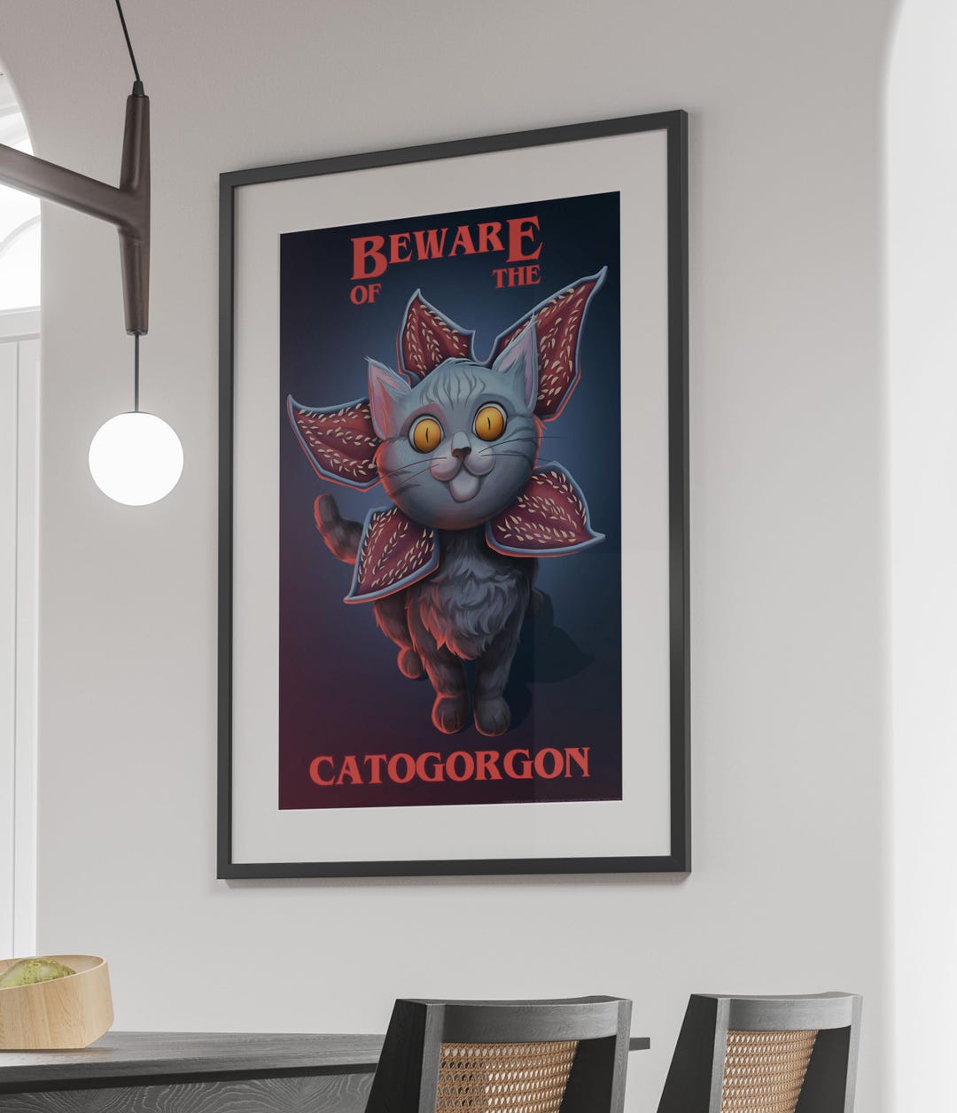 Beware of the Catogorgon Demogorgon Cat Stranger Things Theme Gray ...