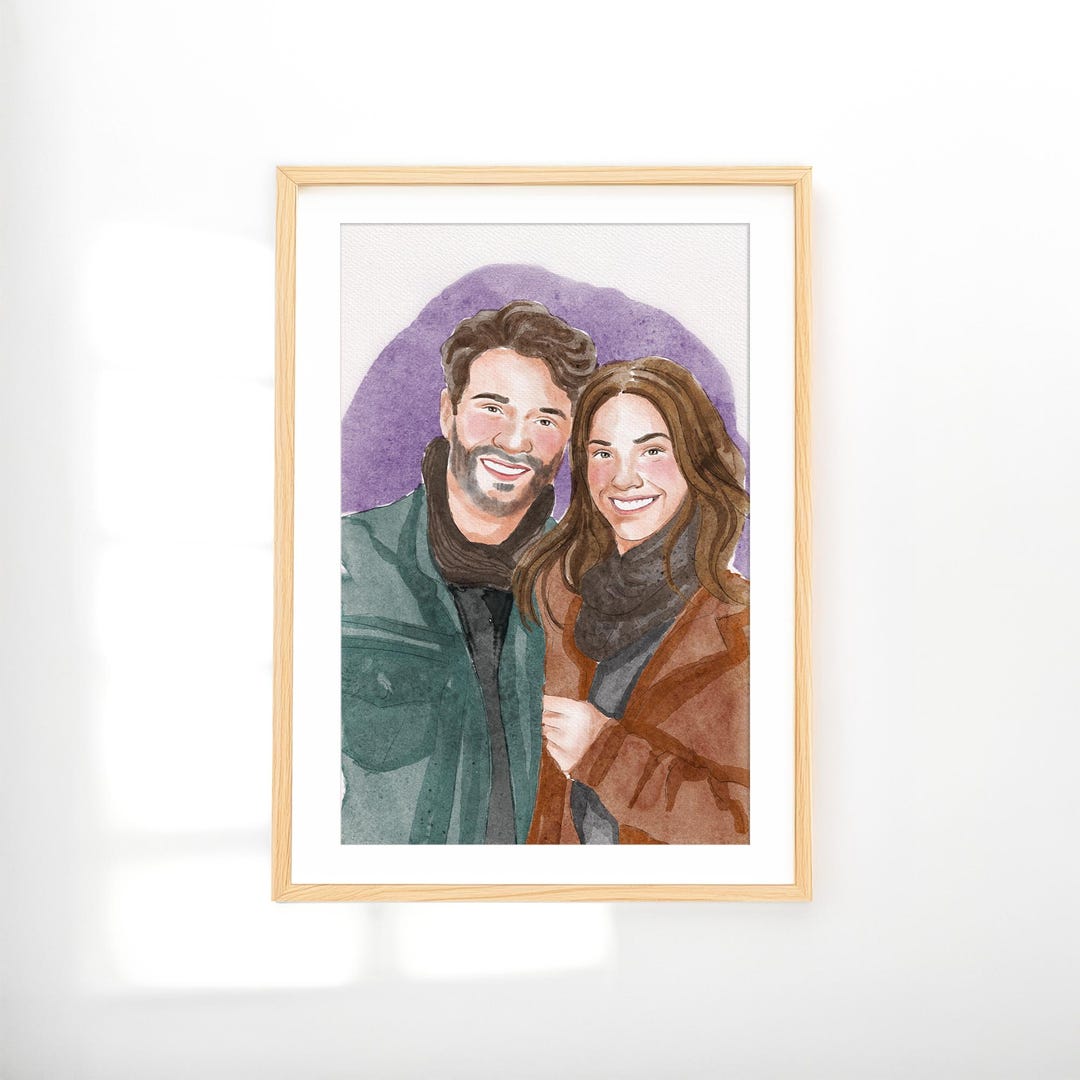 Custom Couple Portrait Painting, Birthday Gift for Boyfriend, Portrait ...