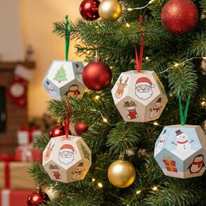 DIY Christmas Ornament | 3D Paper Dodecahedron, Animal Bauble (PDF) - Etsy