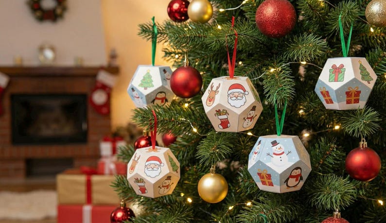 DIY Christmas Ornament | 3D Paper Dodecahedron, Animal Bauble (PDF) - Etsy
