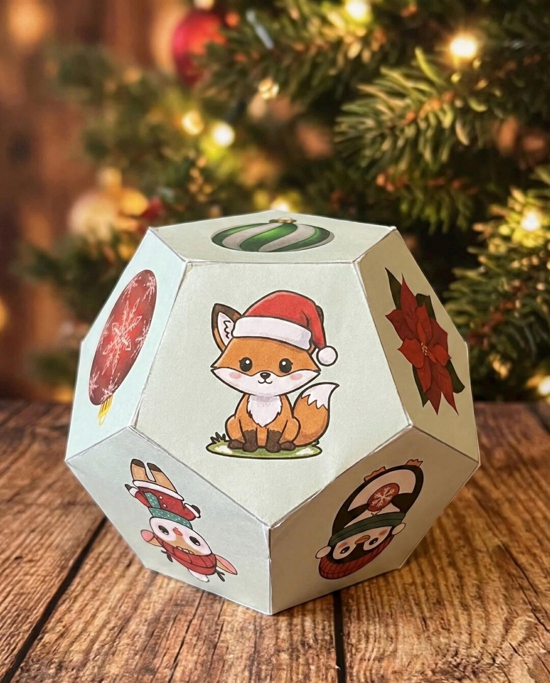 DIY Christmas Ornament | 3D Paper Dodecahedron, Animal Bauble (PDF) - Etsy