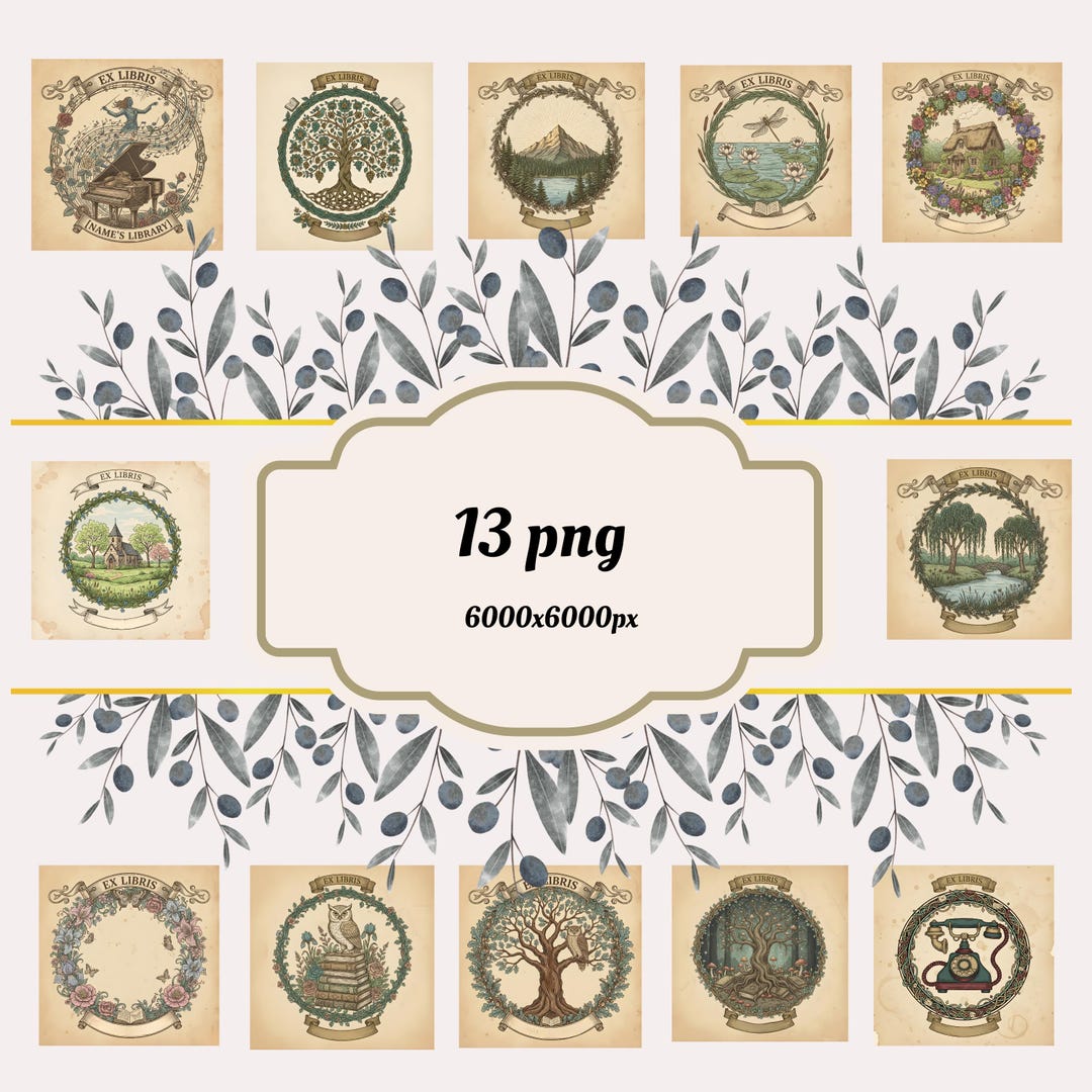 Ex Libris Book Label Clipart | Vintage Bookplate PNG (download) - Etsy
